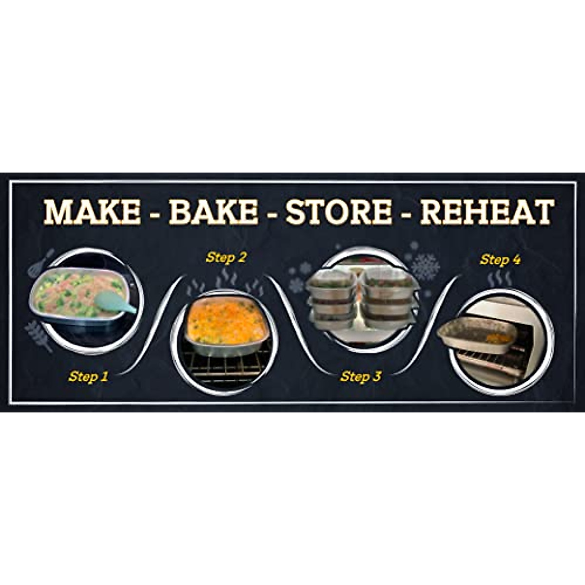 ShopexZone ReHeatables Aluminum Food and Storage Containers Reusable and Disposable Tray with Lids Freezer Oven Safe Meal Prep Baking Roasting Storing Reheating Perfect for Holidays | Large, 2 Pack