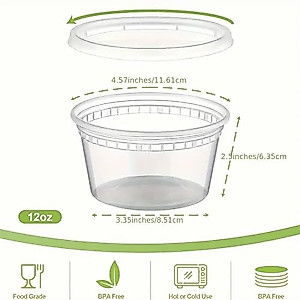 STARANDBEE [20Pack] 12oz, Food Storage Containers with Lids, Plastic Deli Containers, Meal Prep Containers, Microwave and Freezer Safe, Stackable, Leakproof, BPA Free, Clear