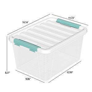 Begale 20 L Plastic Storage Bins with Lids, 6-Pack Clear Storage Box with Handle