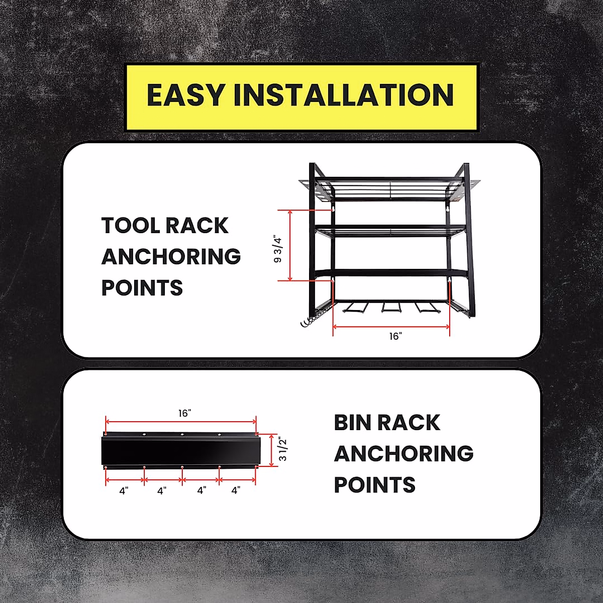 Eolo Power Tool Organizer Wall Mount With Pegboard Bin Rack - Drill Holder Wall Mount - Tool Rack Wall Mount - Drill Holder Wall Mount With Storage Bins - Drill Organizer Wall Mount With Pegboard Bins