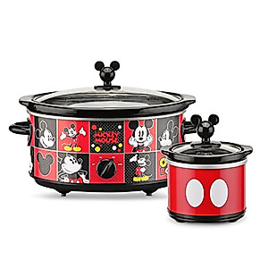 Disney DCM-502 Mickey Mouse Oval Slow Cooker with 20-Ounce Dipper, 5-Quart, Red/Black