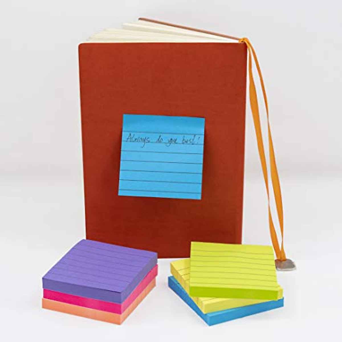 Lined Sticky Notes 3x3 Inches Sticky Notes 6 Neon Bright Color Self-Stick Pads Easy to Post 6 Pads 100 Sheet/pad 600 Sheet Total Individual Package