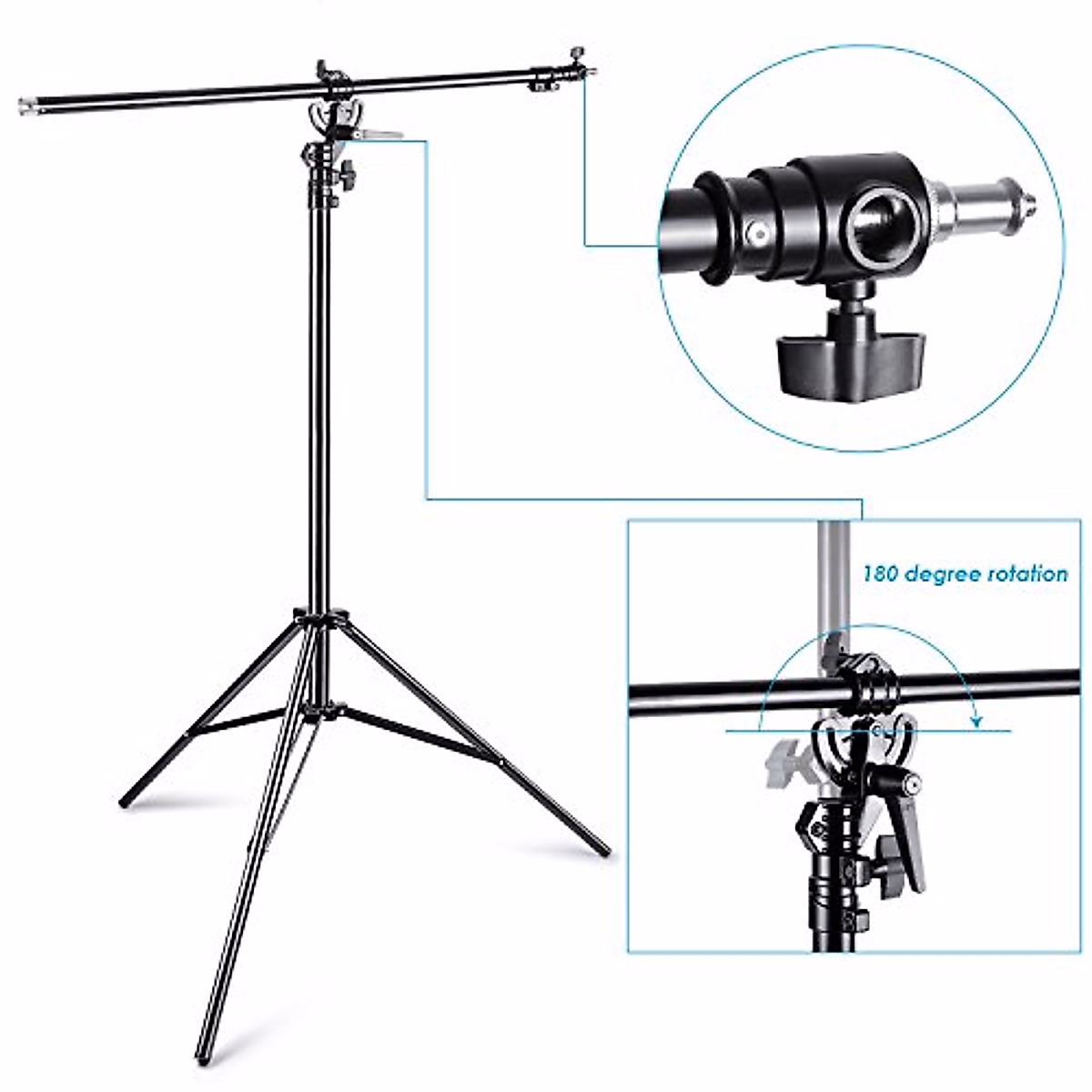 Neewer 13feet/390cm Two Way Rotatable Aluminum Adjustable Tripod Boom Light Stand with Sandbag for Studio Photography Video