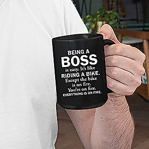 SeeCrab Being A Boss Is Easy Coffee Mug Tea Cup - Funny Boss Ceramic Mugs - Gift Idea For Boss Men Women Bosses Day From Employee - Customize 15 Oz Mug 11oz Cups Black (MUSEE-SRAB159C-MB7)