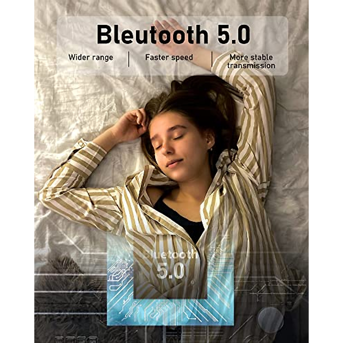 Mosonnytee Sleep Headphones Bluetooth Sleeping Headphones Wireless Sleep Earbuds for Sleep Flat Sleeping Headphones for Side Sleepers Wearing Soft Headphones for Sleeping 7-Hours (White)