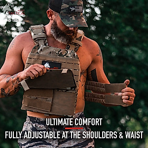 WOLF TACTICAL Adjustable Weighted Vest – WODs, Strength and Endurance Training, Fitness Workouts, Running (Black)