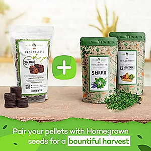 Seed Starter Peat Pellets for Gardening – Plant Seed Starter Pods for Planting Veggies, Flower Seeds, and Herb Garden Cuttings – Peat Moss Garden Starter Soil Pellets by Home Grown (36mm, 100count)