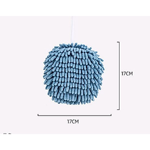 ASEANAO 2 PCS Chenille Hanging Hand Towels Quick Dry Hanging Absorbent Soft Hand Bath Towel, Bathroom Fluffy Microfiber Decorative Towels Ball，Cleaning Cloth for Bathroom Kitchen (Light Blue)