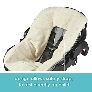 JJ Cole Bundle Me Winter Baby Car Seat Cover and Bunting Bag - Original - Sherpa Lined Weather Resistant Baby Carrier and Stroller Cover - Stroller Accessories and Winter Baby Essentials - Black