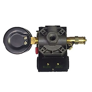 Air Compressor Pressure Control Switch 4 Ports 95-125 PSI w/ 0-200 PSI Gauge 150 PSI pop off valve