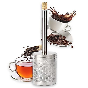 Portable French Coffee and Tea Press Maker, Stainless Steel Coffee Filter and Tea Press Maker, Reusable Full Bodied Coffee Press Maker for Trips, Camping, Work & School Stainless Steel