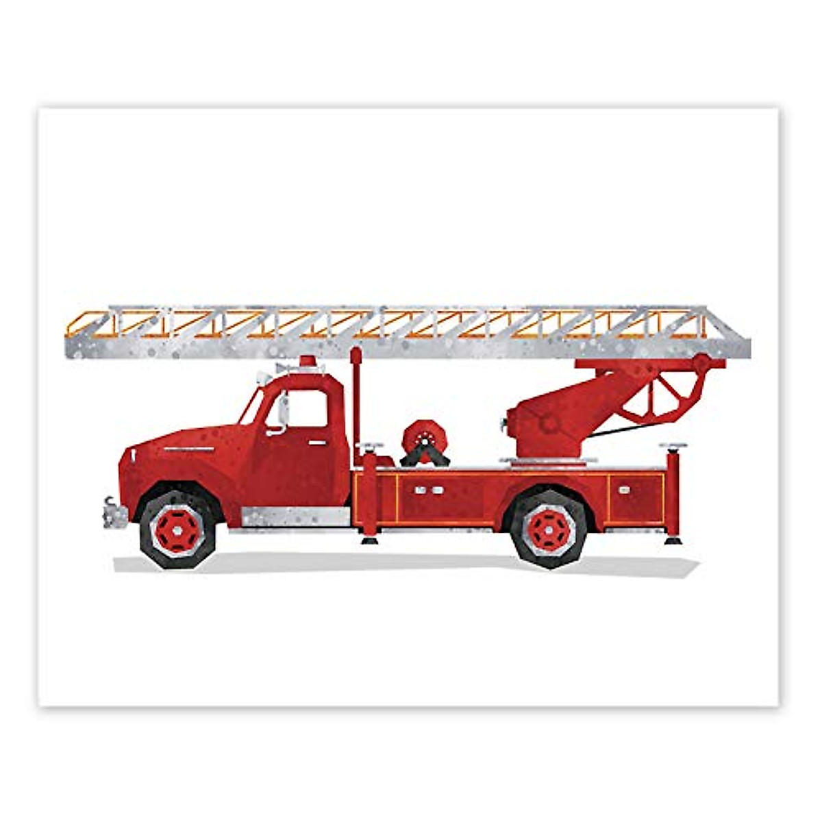 Fire Truck Decor - Set of 6 Prints // Firetruck Nursery Posters // Fire Engine Birthday Party Decoration // Transportation Wall Art for Boy Toddler Bedroom Picture // Ambulance // Rescue (8x10, Set 6)