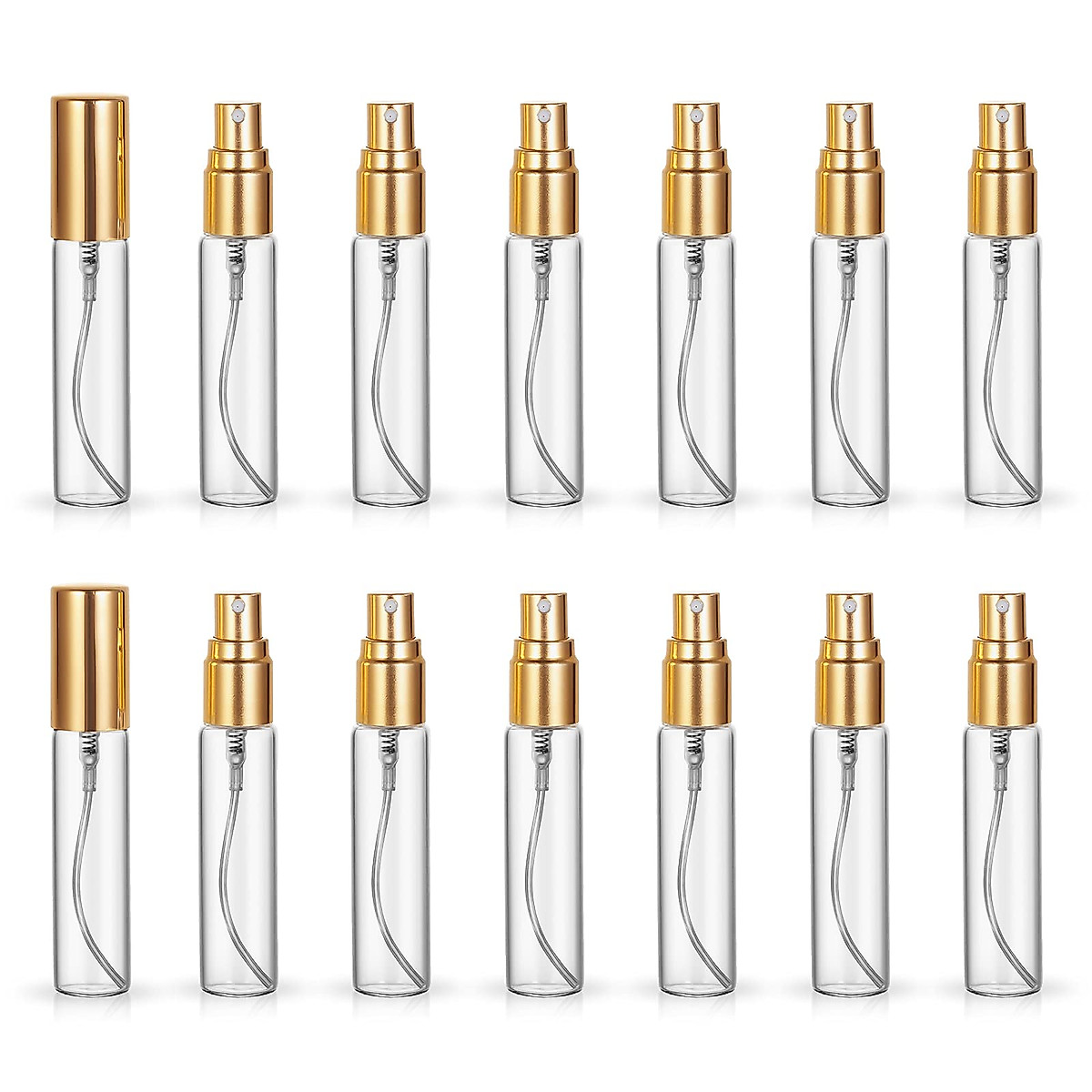 ZbFwmx 20 Pack Set 10ML Protable Refill Bulk Atomizer Spray Travel Perfume Bottle Hydrating Empty Bottle (Gold Caps)