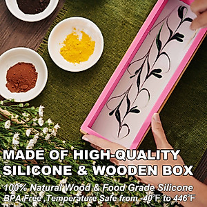 LERYKIN Rectangular Soap Mold Kit with Cutter- 42oz Flexible Silicone Loaf Soap Mold with Wood Box, Stainless Steel Wavy & Straight Scraper for Homemade Craft Soap Making Supplies