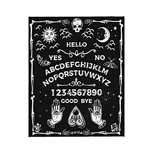 Kamoxi Funny Ouija Board Blanket Magic Witch Spirit Gothic Black Throw Blankets for Women Girls Bed Sofa Chair Couch Halloween Decor Soft Fluffy Fleece Flannel Blanket Fuzzy Gifts Bedding 50"x40"