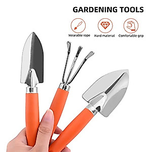 Uxsiya Gardening Tool Set, Garden Hand Tools Orange Narrow Shovel Practical Stainless Steel for Bonsai Pl