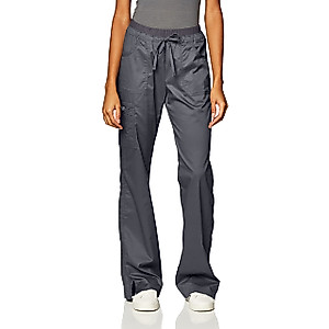 Cherokee Women's Plus Size Workwear Core Stretch Low Rise Cargo Scrubs Pant, Pewter, XX-Large
