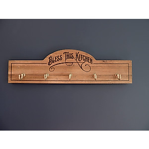 Cathedral Art Abbey & CA Gift Bless This Kitchen Wall Utensil Holder W/5 Hooks, One Size, Multi
