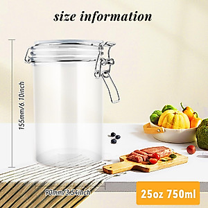 glasstore 2 Pcs 25 Oz/750ml Plastic Sealed Jar Empty Clear Food Storage Container Bottles With Locking Clamp For Sugar Coffee Nuts Spices Cookie And More