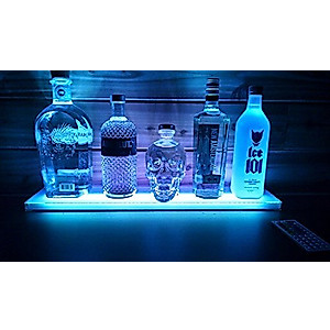 SWONVI Home Bar Lighting Wine Racks - 2 Ft LED Lighted Liquor Bottle Display Shelf Includes Remote Control