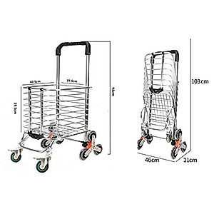 Foldable Jumbo Shopping Cart for Groceries Portable|Grocery Cart with Wheels Folding Lightweight Stair Climbing Cart with Rolling Swivel Wheels and Removable Canvas Removable Bag for Mom,Dad,Grandma