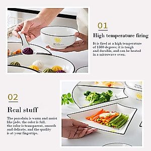 Dinnerware Set for 8 People Porcelain Tableware Dinner Sets White Plates and Bowls Sets Square Soup Dessert Plates Service Restaurant Kitchen and Family Party Use (Color : Package 4) (Package 1) (Pa