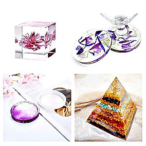 Resin Molds Silicone Kit 20Pcs,Epoxy Resin Molds Including Sphere,Cube,Pyramid,Square,Round, Used for Create Art,DIY,Ash trays,Coasters,Candles.Bonus Decorative Sequins and The Complete Set Tools