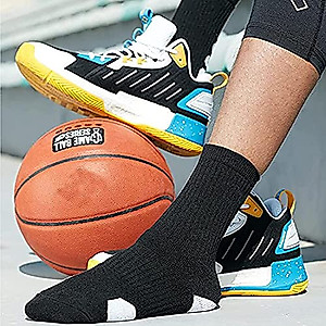 Qiangyun Men's & Women's Athletic Cushioned Compression Crew Basketbal Socks for Work Sports (Sport Socks A-01, Large)