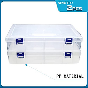 Gefischtter 2pcs Fishing Tackle Box,Tackle Boxes Organizer with Removable Dividers Clear Transparent Storage Trays for Fishing Lures,Baits,Hooks