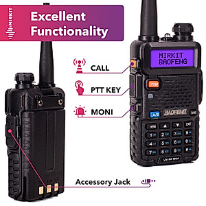 Mirkit Baofeng UV-5R MK4 8W Max Power 2024 Two Way Radio VHF/UHF 144-148/420-450 mhz Ham Radio with 1800 mAh Baofeng Battery, Mirkit Software & Lanyard for Walkie Talkie