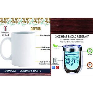 momocici Before School After School 11 oz Coffee Mug & 12 oz Wine Tumbler Set Gifts for Teachers.Teacher Gifts,New Teacher,Teacher Appreciation,Birthday,Thank You Gifts for Teachers(White)