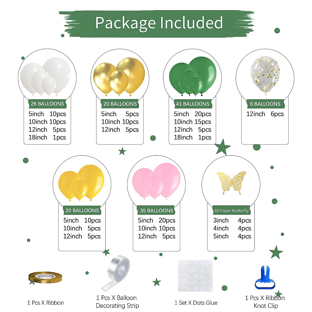 HYOWCHI Fairy Party Decorations - 148 Pcs Fairy Birthday Party Supplies Balloon Garland Arch, Pink Green Balloon Arch For Butterfly Fairy Garden Birthday Baby Shower Spring Tea Wedding Decorations