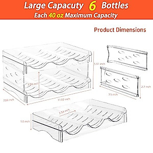 IEEK Plastic Stackable Bottle Storage Holder Rack,Free-Standing Water Bottle/Wine and Drink Organizer Shelf for Kitchen Cabinet,Fridge,Countertop,Pantry,Freezer,2 PackX3 Bottles,Clear