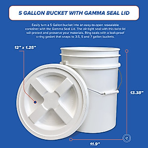 ePackageSupply 5 Gallon Bucket with Gamma Seal Screw on Airtight Lid, Food Grade Storage, Premium HPDE Plastic, BPA Free, Durable 90 Mil All Purpose Pail, Made in USA. 1 Count