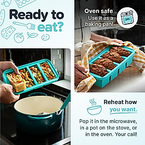 Souper Cubes 1/2 Cup Silicone Freezer Molds - Silicone Soup Freezer Trays with Lids for Freezing Food, Salsa, Broth, Baby Food and More - Silicone Freezer Tray with Lid - Aqua – 2-Pack