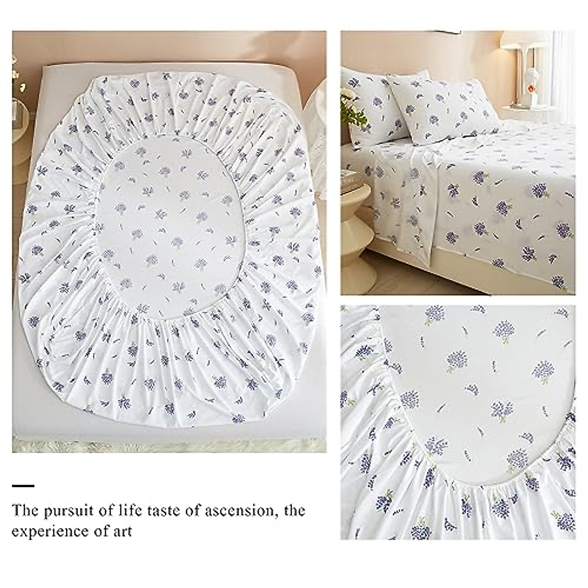 Extra Deep Pocket Full Sheets Set White - 4 Piece Floral Sheets Bed Sheets Fit 16 Mattress - Luxury Soft Cooling Sheets Fitted Sheets Full Size,Wrinkle Resistant,Full Sheets,Purple Floral Bed Sheets