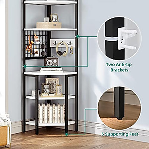 YITAHOME 5-Tier Corner Bookshelf, 68.9” Tall Modern Free Standing Corner Bookcase, 5 Shelf Corner Bookcase and Bookshelves Open Display Storage Book Shelves for Living Room, Home Office, White