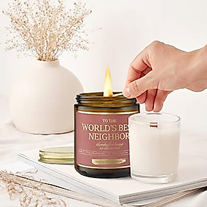 Worlds Best Neighbor - 9oz Handmade Soy Candle ; Cute Neighbor Gift for New Home, Farewell or Moving Away Gifts - Christmas Gifts for Neighbors, Housewarming Present for The Best Neighbor Ever