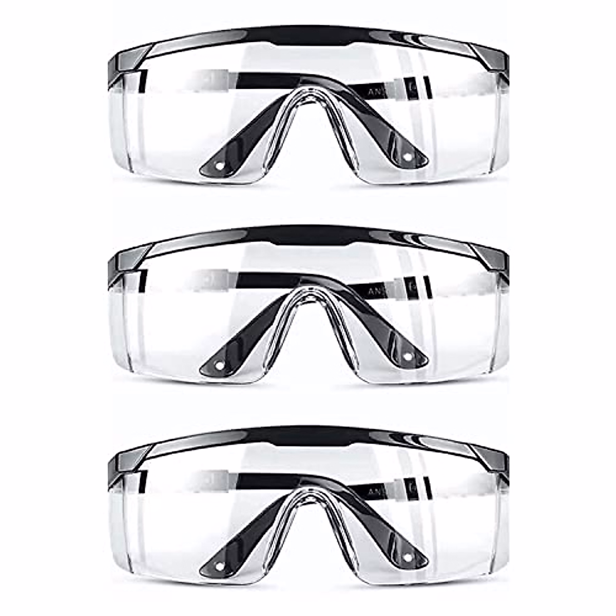 Euxor, (3 Pack) Safety Glasses Anti Fog & Shattered Proof, ANSI Z87.1 & EN 166 UV Resistant Protective Eyewear Safety Goggles, Wide Frame Eye Shield Goggles Scratch Resistant Best Eye Protection