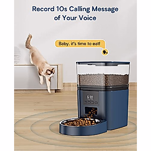 oneisall Automatic Cat Feeders, 17 Cup Timed Dry Food Dispenser for Cats Dogs Pets with Programmable Portion Control, Up to 50 Portions, 6 Meals per Day, Voice Recorder