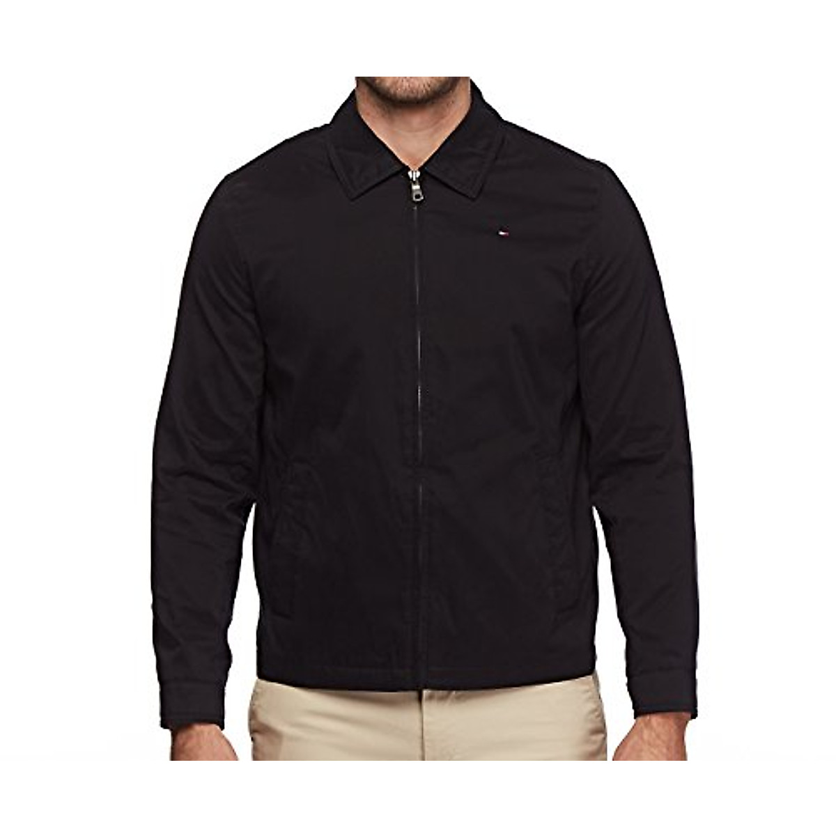 Tommy Hilfiger Men's Lightweight Microtwill Golf Jacket (Standard and Big & Tall), Deep Black, Large