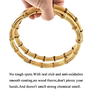 Hahiyo Bamboo Purse Handle Round Wooden Rings Holders Inner Diameter 5.5inch Sturdy Roomy to Place Fingers No Rough Spots Wood Thorns No Strong Smell for DIY Beach Summer Bag Crocheted Handbag 2PCS