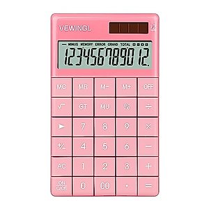 Laptop Keyboard Calculator 12 Digit,Dual Power Battery and Solar,Desk Calculator with Large LCD Display for Office,School, Home & Business Use,Tablet Button,Automatic Sleep.6.5 * 4 in (Pink)