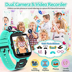 Kids Smart Watch Boys Girls- Kids Smartwatch with Call Dual Cameras 16 games Video Recorder Music Alarm Stopwatch Flashlight 12/24 hr,Touch Screen Smart Watch for Kids Age 3-14 Birthday Gift (Green)