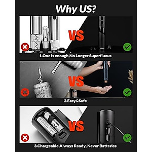 IntreLife 2 in 1 Electric Wine Opener Set,Rechargeable Wine Bottle Openers with Electric Vacuum Preserver,Wine Stopper,Foil Cutter,Automatic Wine Saver Pump Set