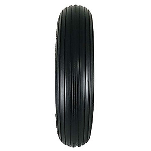 Flat Free Wheelbarrow Tire 4.00-6 with 3/4 & 5/8 Wheel Bearing, 3-6" Hub 13 inch Solid Rubber Tire Replacement Wheelbarrow Wheel 400-6 for Wheel Barrel Yard Cart Garden Wagon