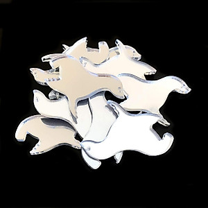 Super Cool Creations Seal Shaped Crafting Mirrors, Set of 10, Many Colours, Shatterproof Acrylic, Bright Blue, Pack of 10 x 4cm