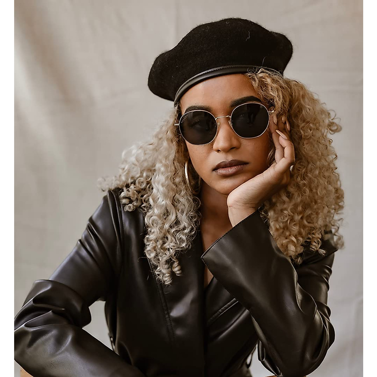 Gajaous British Military Berets for Men and Women,Wool and Leather Beret Hats,Multiple Colours Army Beret (Black,Red,Green,Navy Blue,Dark Green,Wine Red)