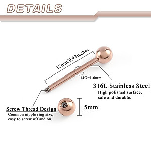 Wriidy Nipple Rings Nipple Piercing 316L Surgical Steel Straight Barbell with Dangly Rhinestone Bowknot 14G Body Piercing Accessory for Women and Girls (2 Pcs)