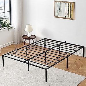 IDEALHOUSE 14 Inch Full Bed Frame with Storage,Metal Platform Full Bed Frame No Box Spring Needed Steel Slat Support Easy Assembly